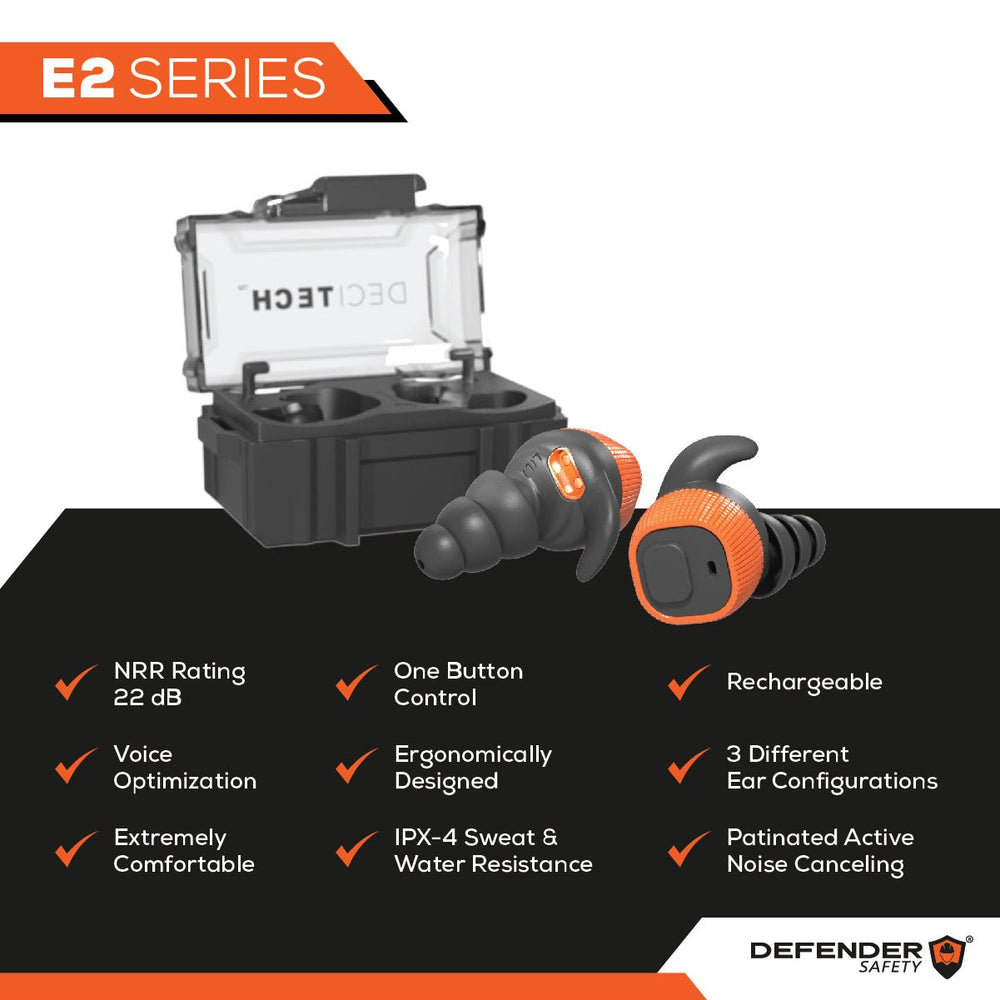 DECITECH™ E2 Electronic Active In-Ear Hearing Protection, 22 NRR