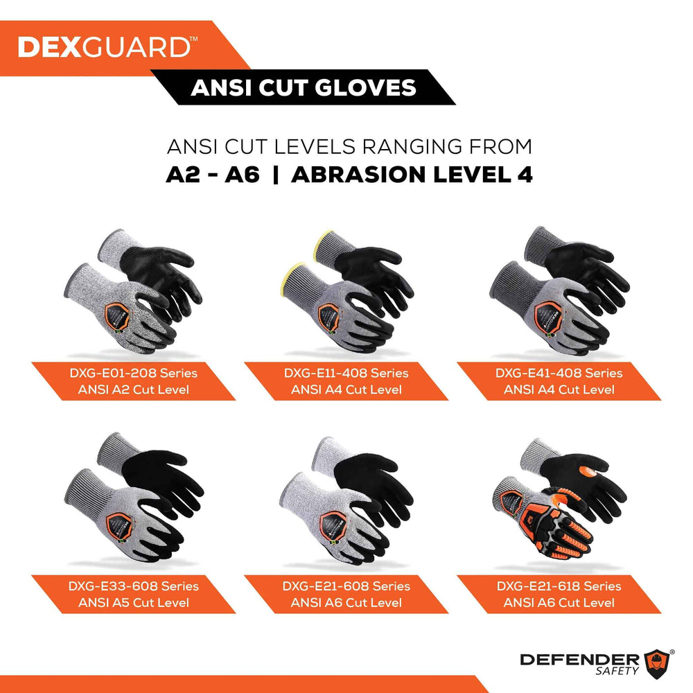 DEXGUARD™ A4 Cut Gloves, 18G Ultra thin liner, Level 4 Abrasion Resist