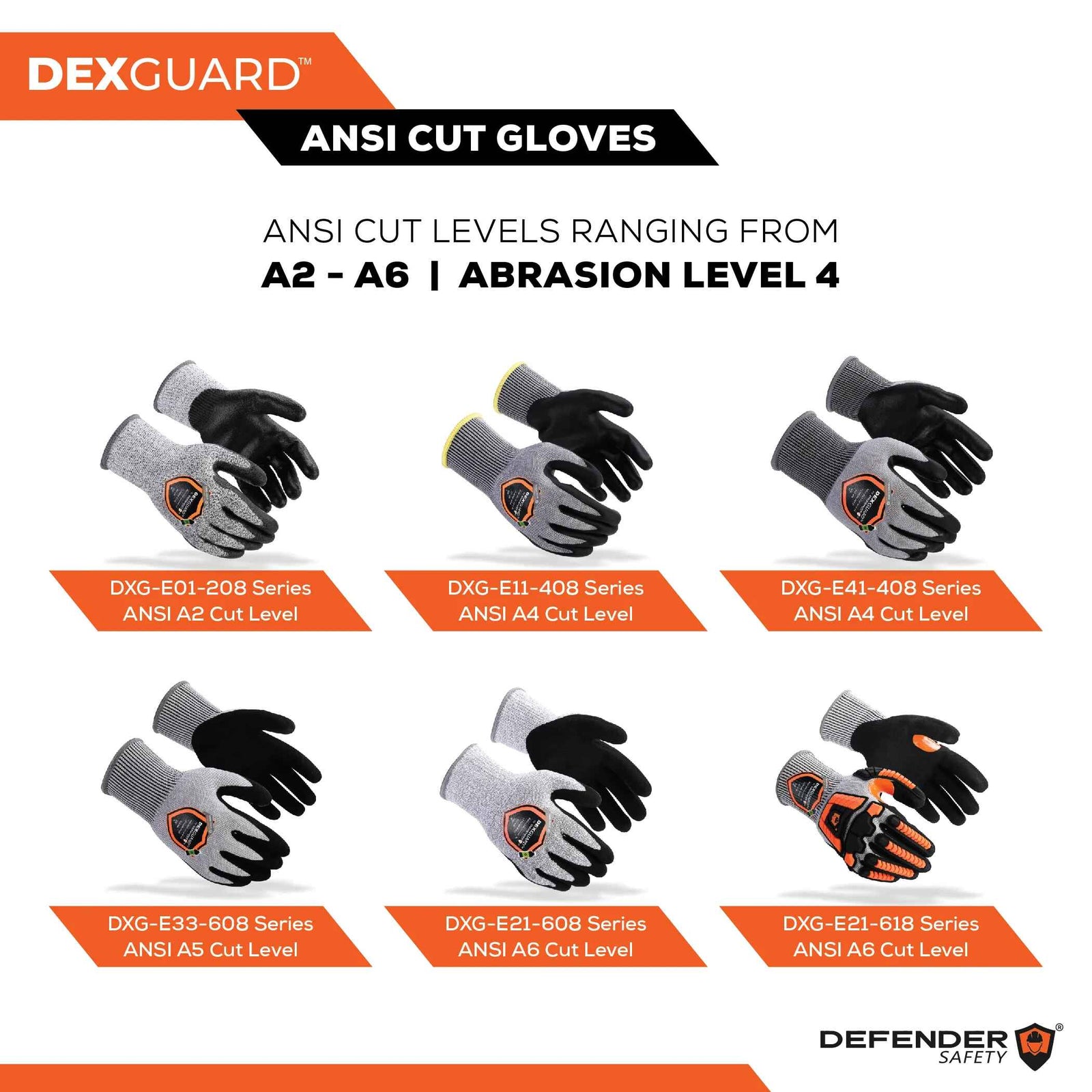 DEXGUARD™ A4 Cut Gloves, 18G Ultra thin liner, Level 4 Abrasion Resist